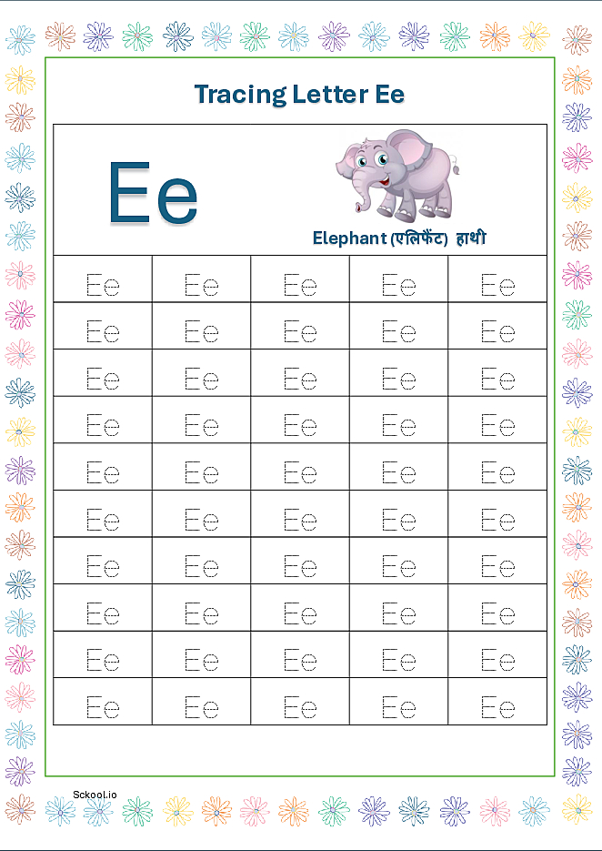 Tracing Letter Uppercase & Lowercase Ee