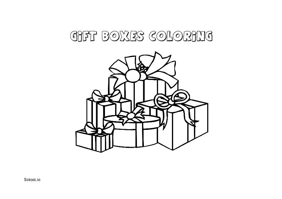 Free Printable Gift Boxes Coloring Page for Kids