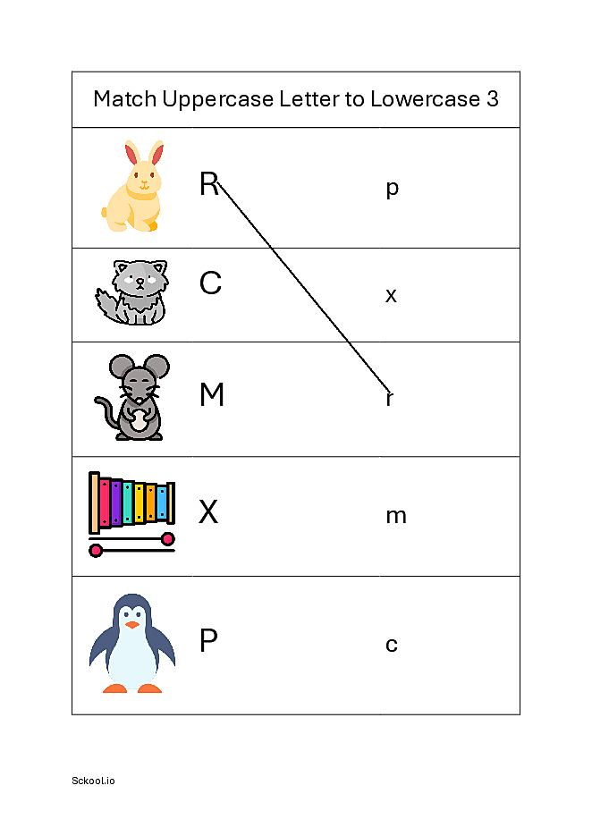Match Uppercase Letter to Lowercase Worksheet 3