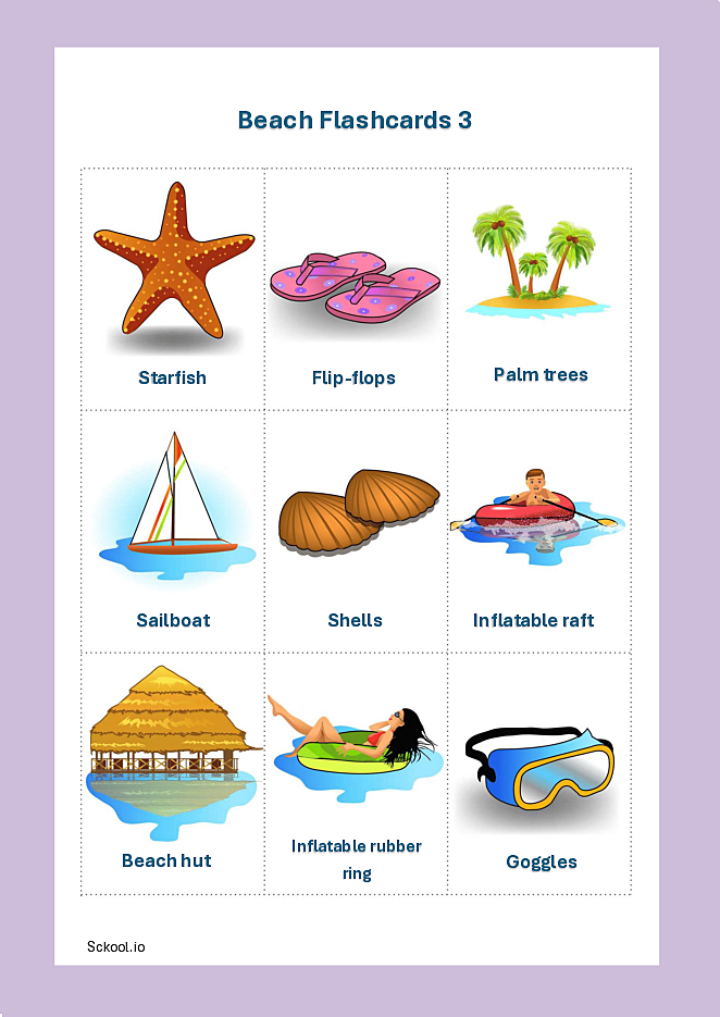 Beach Flashcards 3 Montessori Posters Classroom Decor Digital Download ...