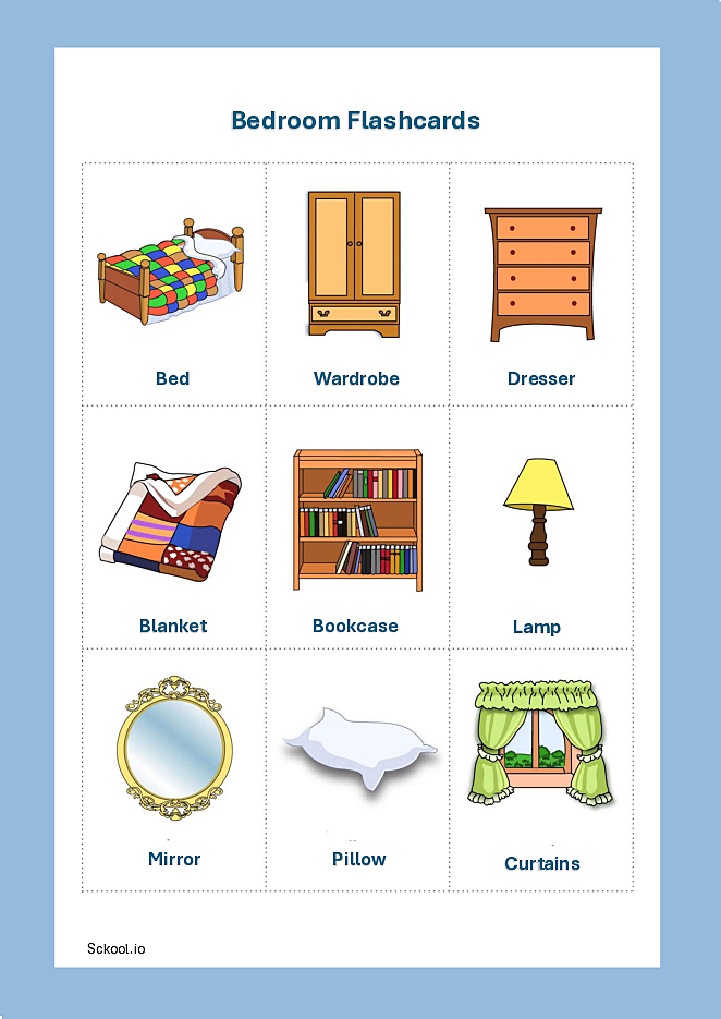 Bedroom Flashcards Montessori Posters Classroom Decor Digital Download ...