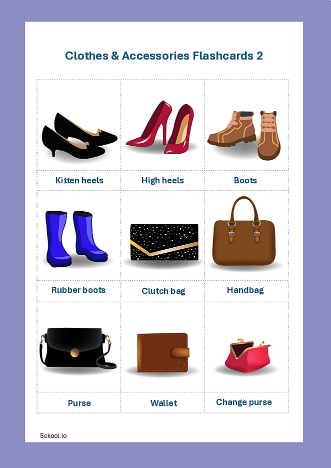 Clothes & Accessories Flashcards 2 Montessori Posters Classroom Decor ...