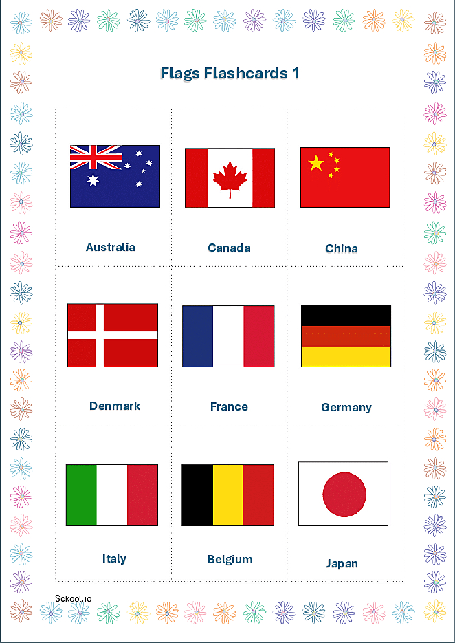 Flags Flashcards 1 Montessori Posters Classroom Decor Digital Download ...