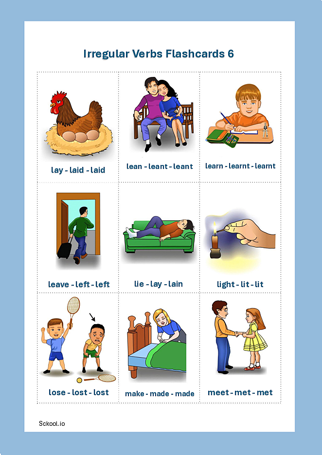 Irregular Verbs Flashcards 6 Montessori Posters Classroom Decor Digital ...