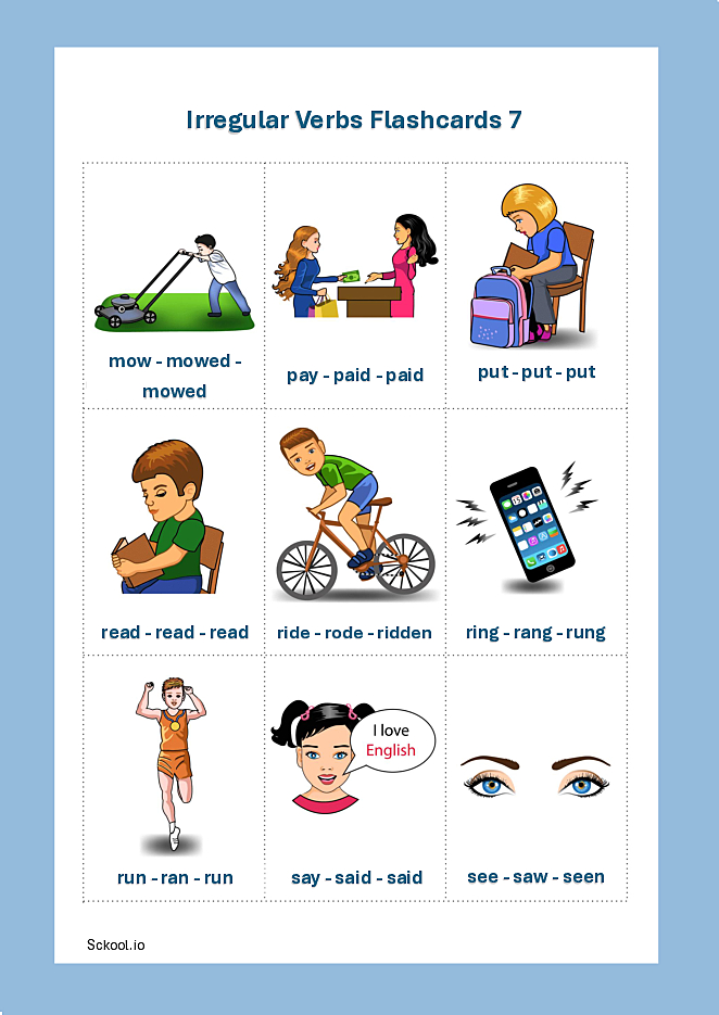 Irregular Verbs Flashcards 7 Montessori Posters Classroom Decor Digital ...