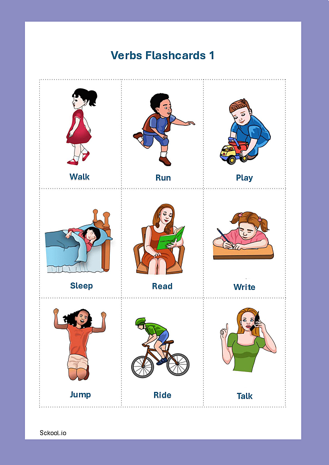 Verbs Flashcards 1 Montessori Posters Classroom Decor Digital Download ...