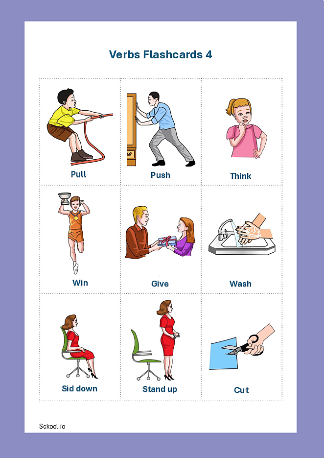 Verbs Flashcards 4 Montessori Posters Classroom Decor Digital Download ...
