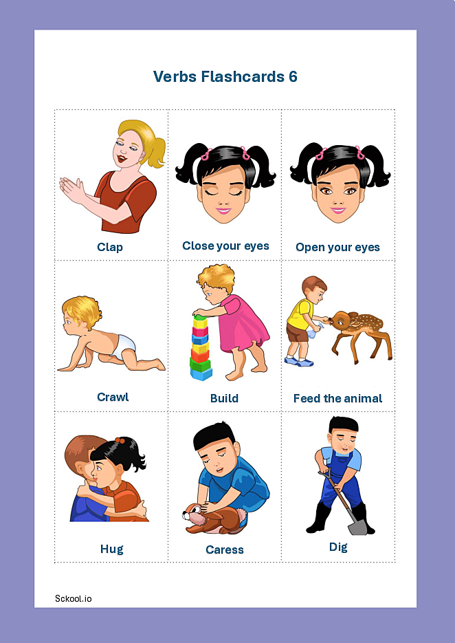 Verbs Flashcards 6 Montessori Posters Classroom Decor Digital Download ...
